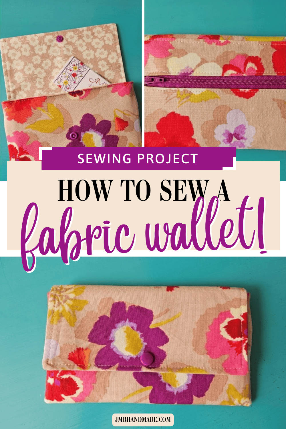 How to Sew a Fabric Wallet with Snap Closure - Sewing Tutorial - JMB ...