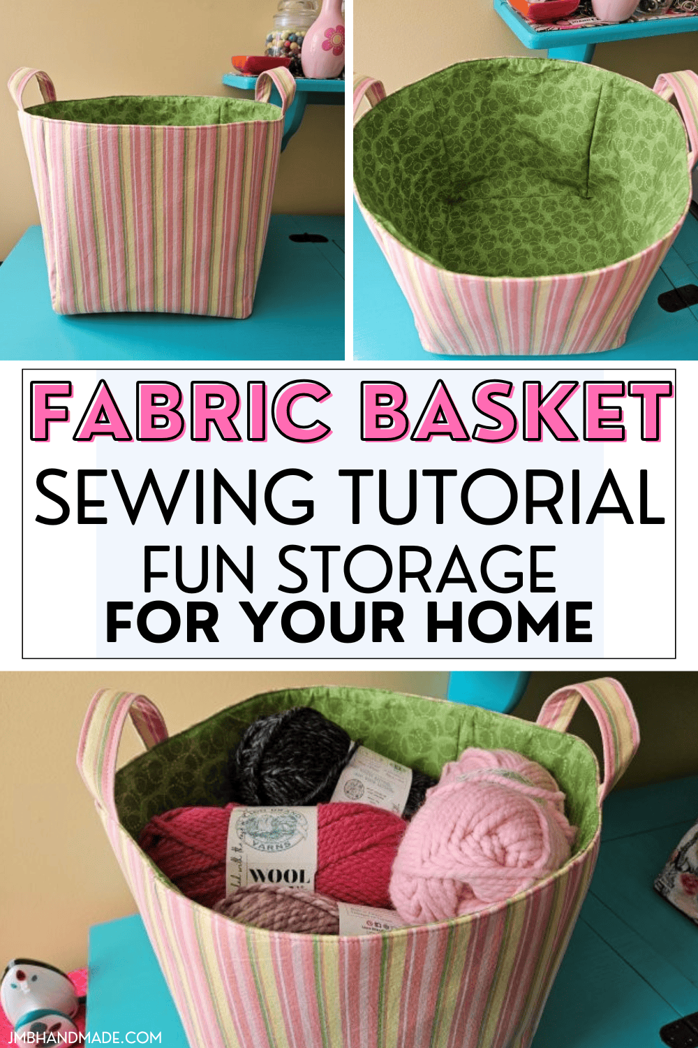 How to Sew a Square Fabric Basket with Handles - JMB Handmade
